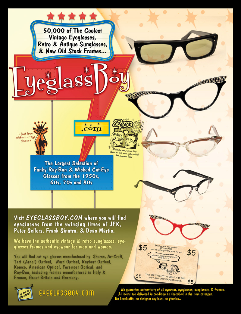 EyeglassBoy Vintage Eyeglasses Frames, Retro Specs & 1950s Sunglasses ...