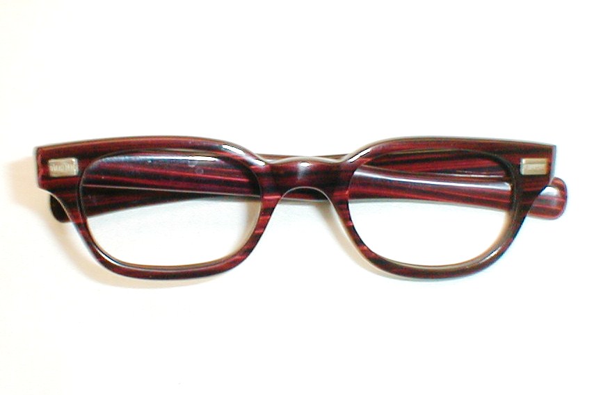 mens Vintage 60s eyeglasses frames, G-Man, Redwood