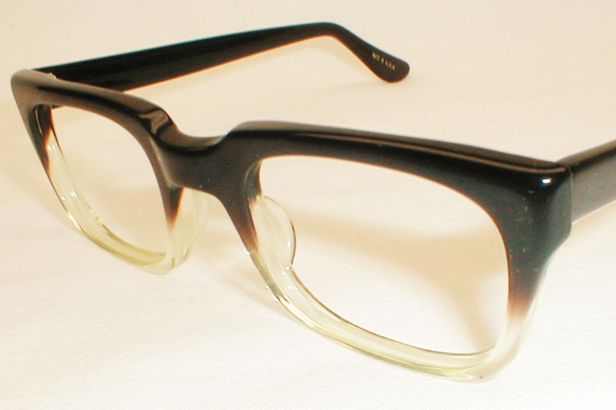 Mens Large Black Vintage Eye Glasses Frames 50s